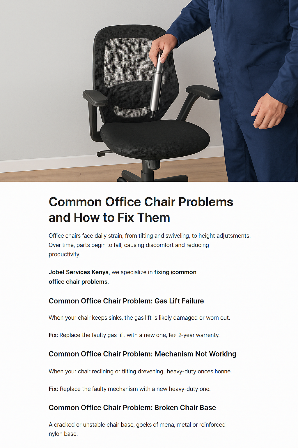 Common Office Chair Problems and How to Fix Them - Jobel Services